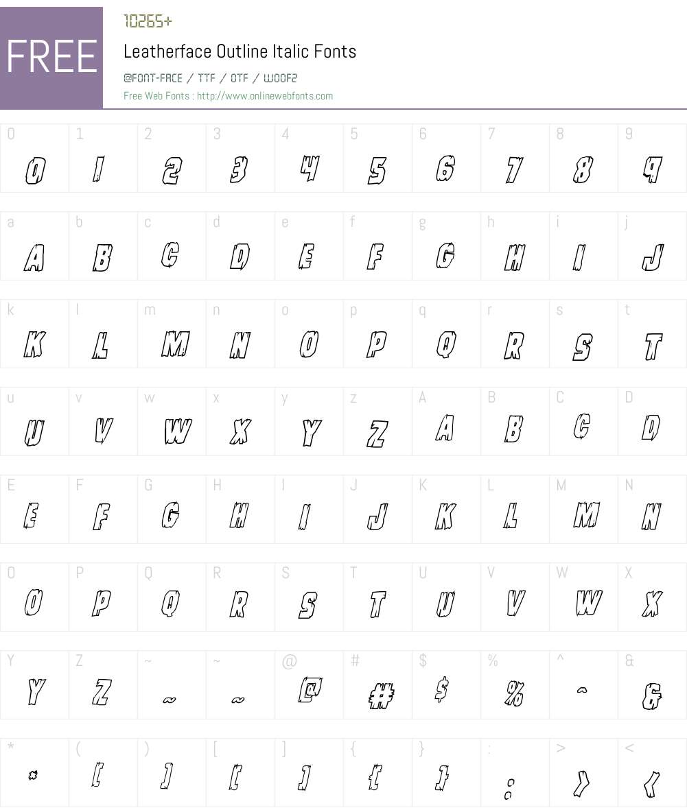 Leatherface Outline Italic 1.0; 2013 Fonts Free Download ...