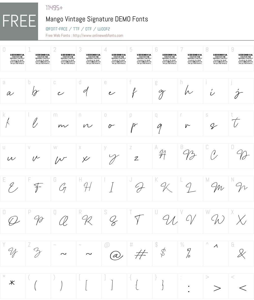 Mango Vintage Signature DEMO 1.00;September 19, 2023;FontCreator 11.5.0 ...