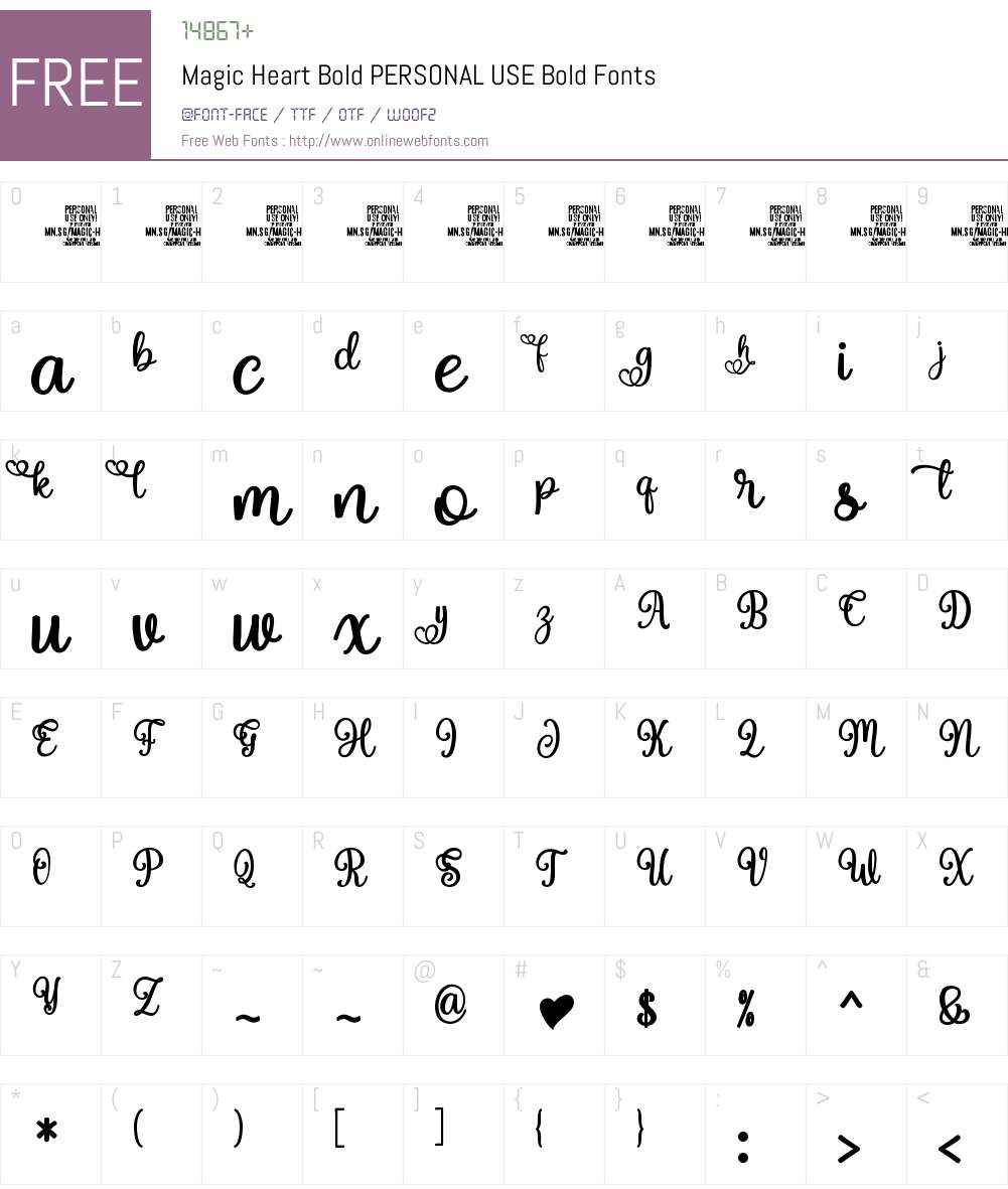 Magic Heart Bold PERSONAL USE Bold 1.000;FEAKit 1.0 Fonts Free Download ...