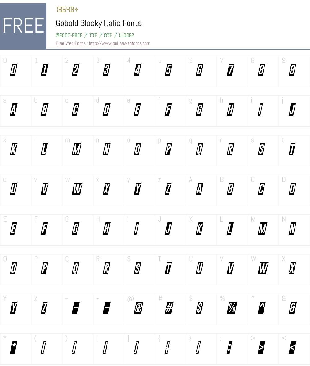 Gobold Blocky Italic 1.00 February 19, 2017, initial release Fonts Free ...