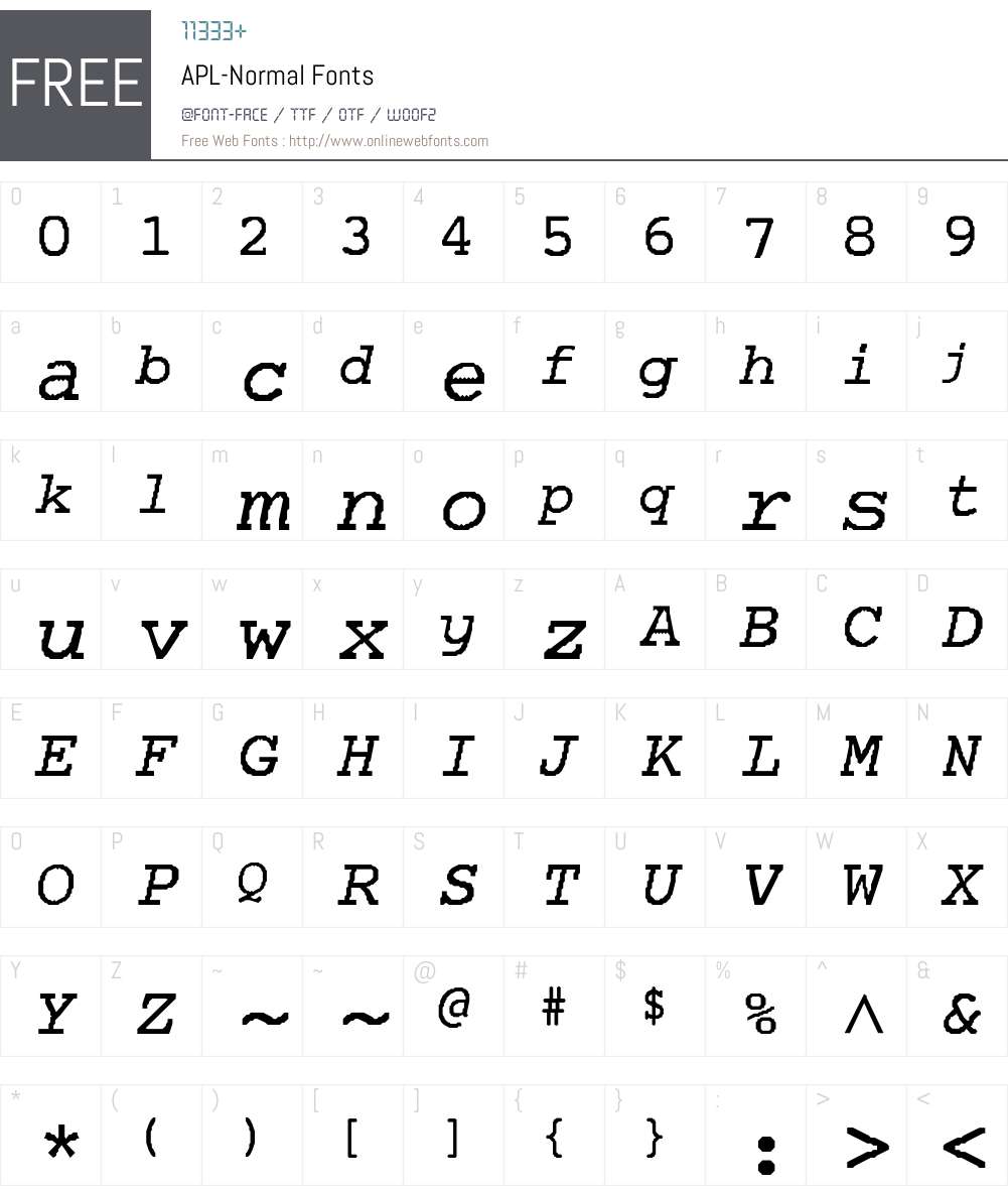 APL-Normal Converted from F:WINDOWSTTFONTSST000043.TF1 by ALLTYPE Fonts ...