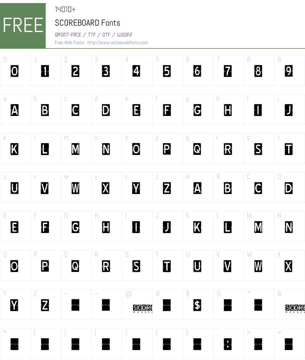 SCOREBOARD 1.00 March 19, 2015, initial release Fonts Free Download ...