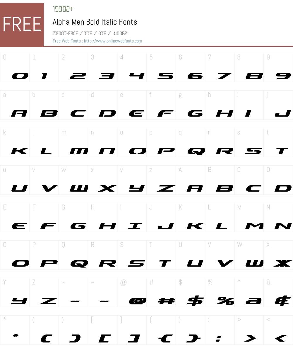 Alpha Men Bold Italic 1.0; 2014 Fonts Free Download - OnlineWebFonts.COM