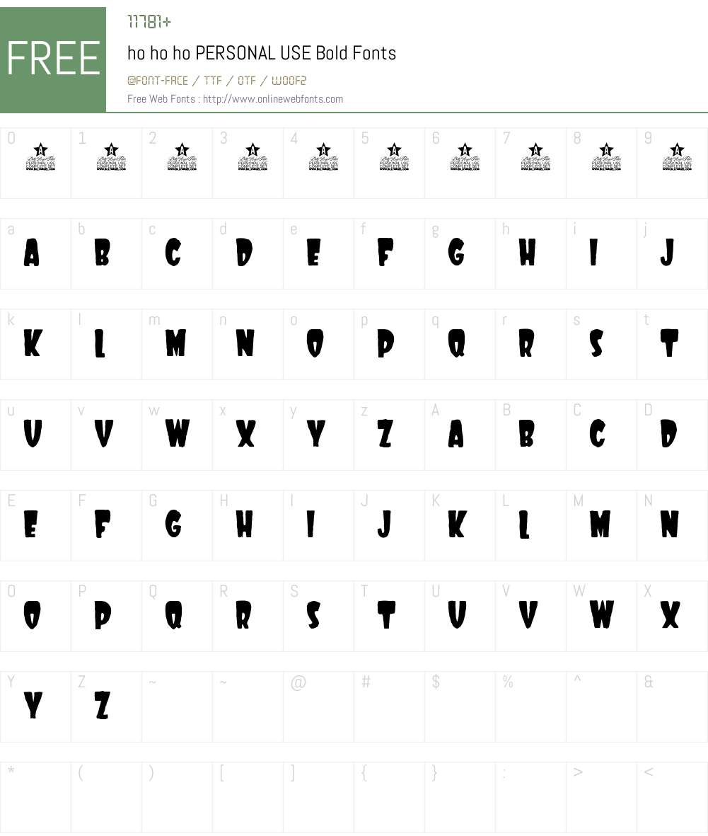 ho ho ho PERSONAL USE Bold 1.000 Fonts Free Download - OnlineWebFonts.COM