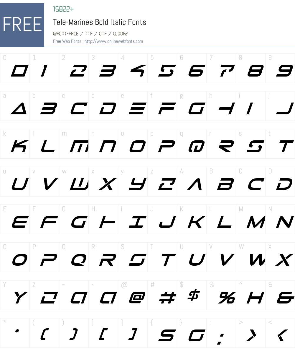 Tele-Marines Bold Italic 3.0; 2015 Fonts Free Download - OnlineWebFonts.COM