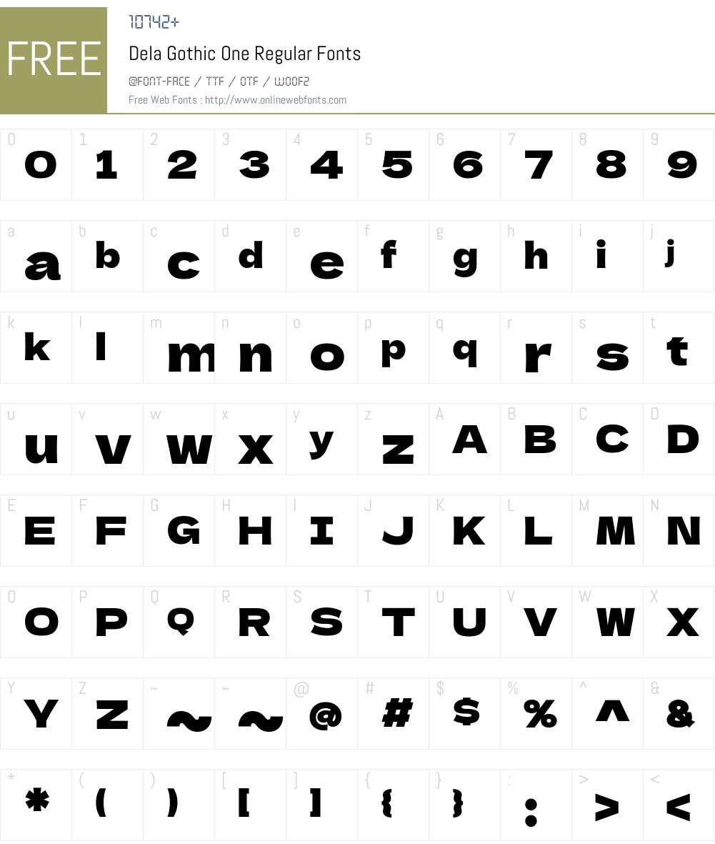 Dela Gothic One 1.003; ttfautohint (v1.8.3) Fonts Free Download ...