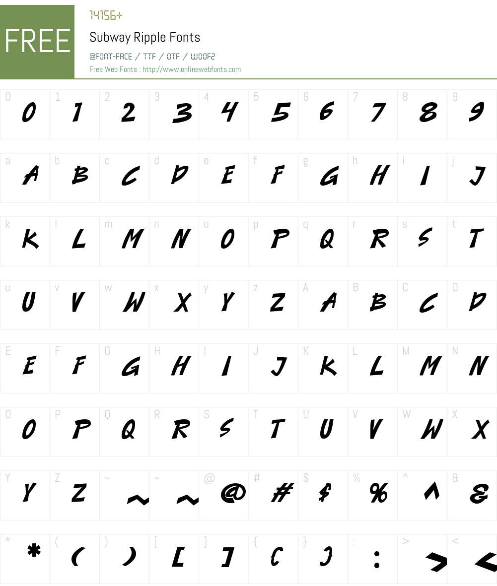Subway Ripple 1.00;August 26, 2024;FontCreator 12.0.0.2539 64-bit Fonts ...