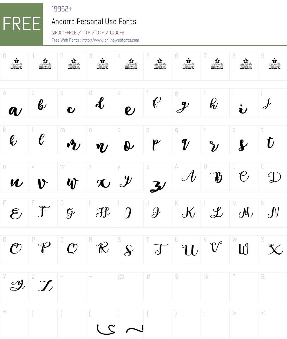 Andorra Personal Use 1.000 Fonts Free Download - OnlineWebFonts.COM