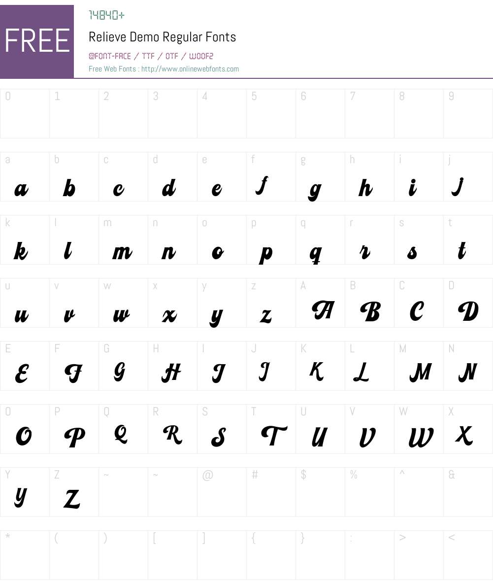 Relieve Demo Regular 1.000 Fonts Free Download - OnlineWebFonts.COM