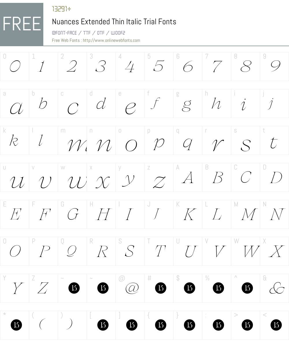 Nuances Extended Thin It Trial 1.001;Glyphs 3.1.1 (3140) Fonts Free Download - OnlineWebFonts.COM