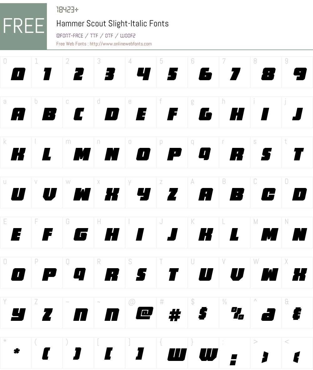 Hammer Scout Slight-Italic 1.0; 2022; Fonts Free Download ...