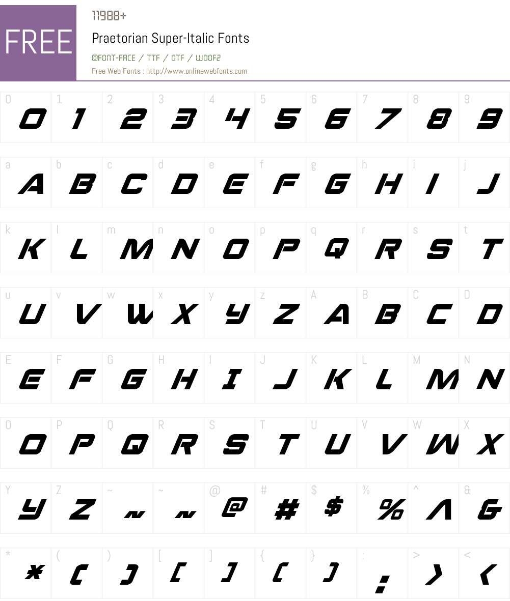 Praetorian Super-Italic 1.1; 2019 Fonts Free Download - OnlineWebFonts.COM