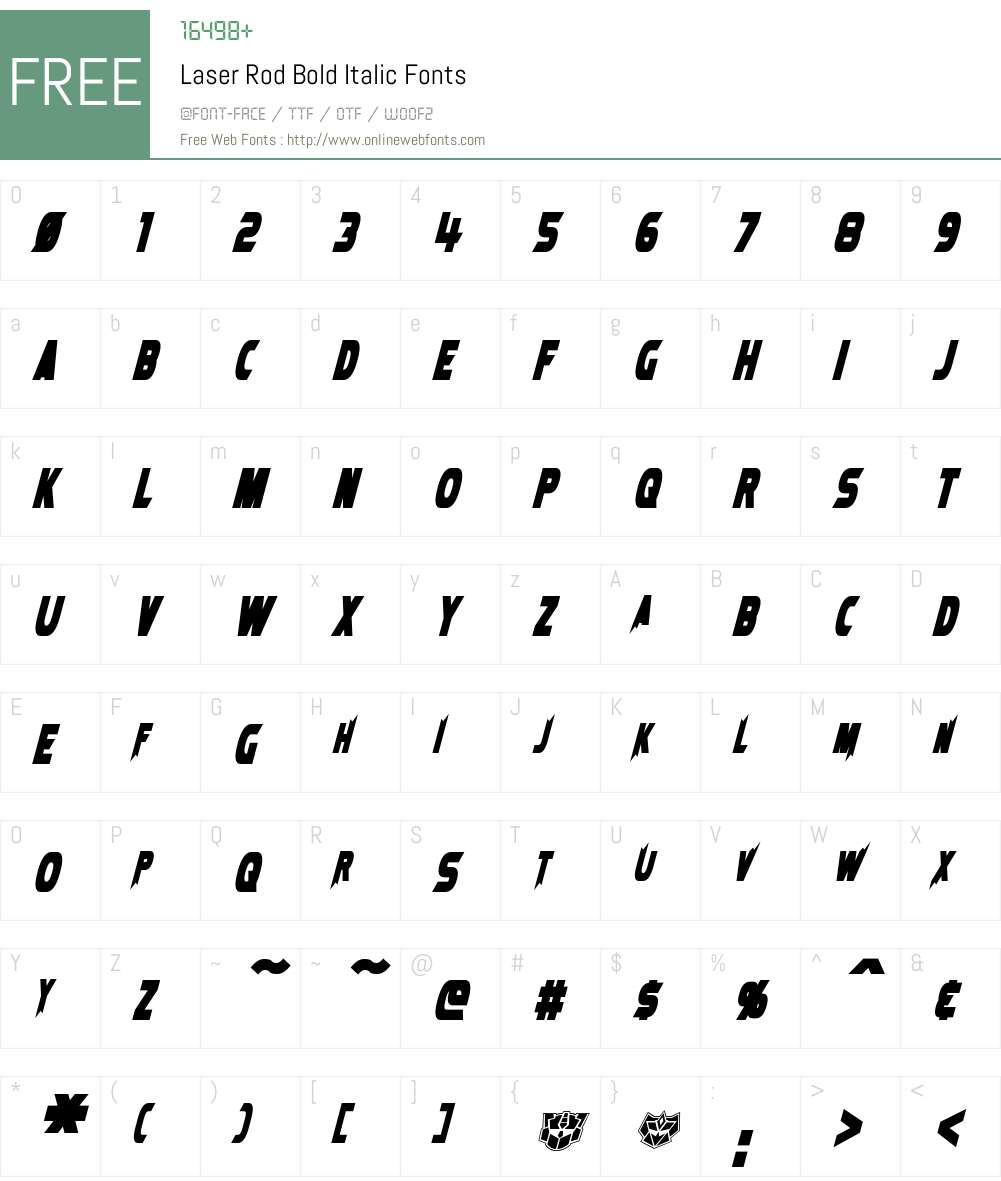 Laser Rod Bold Italic 1.10 April 30, 2015 Fonts Free Download ...
