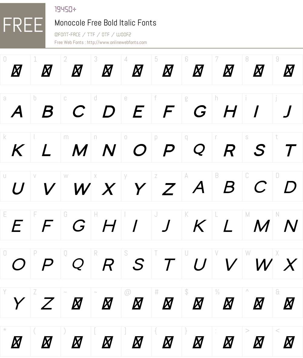 Monocole Free Bold Italic Fonts Free Download - OnlineWebFonts.COM