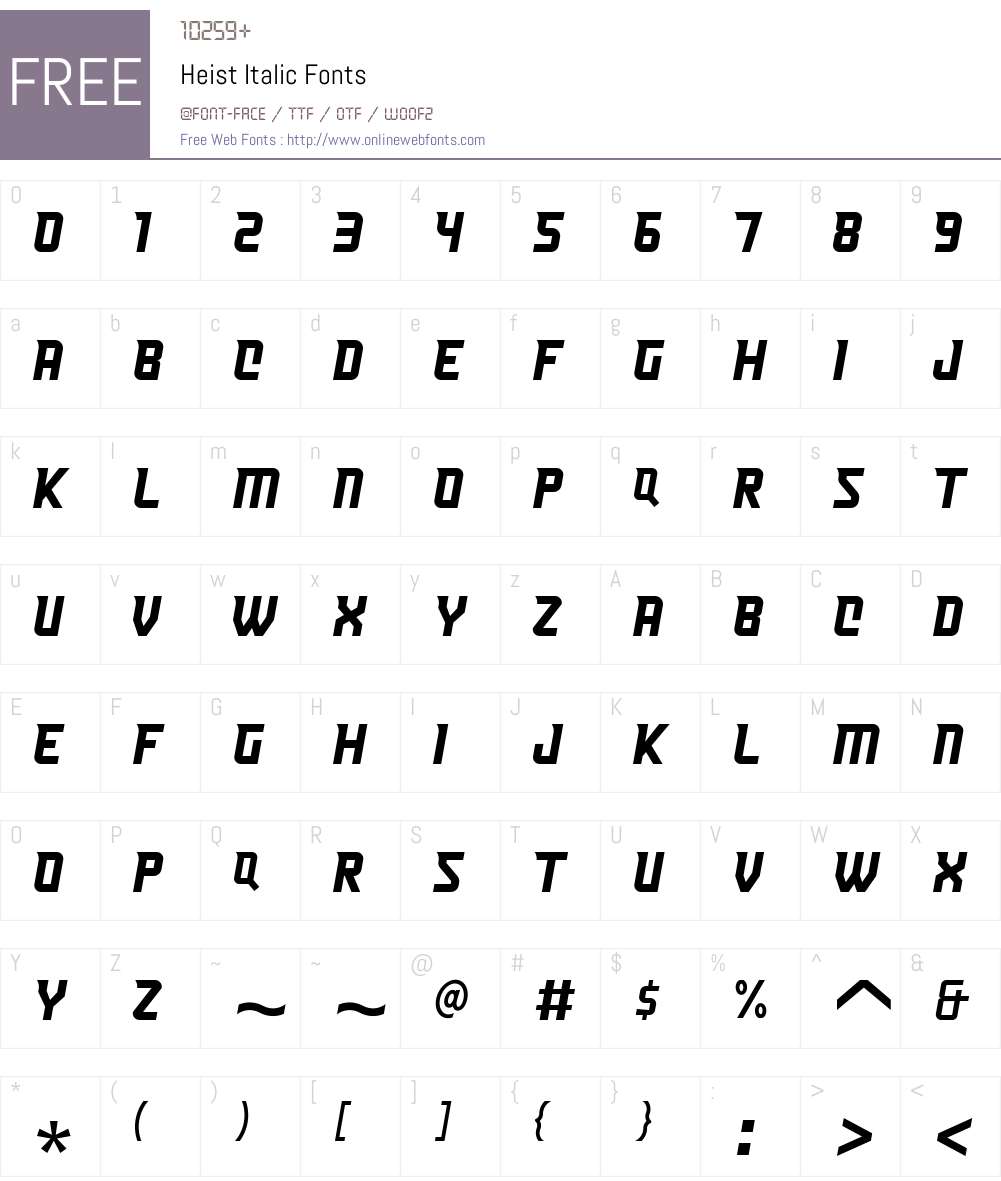 Heist Italic 1.000 Fonts Free Download - OnlineWebFonts.COM