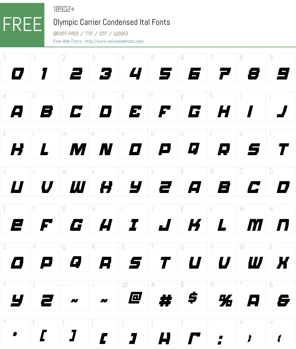 Olympic Carrier Condensed Ital 1.1; 2016 Fonts Free Download ...