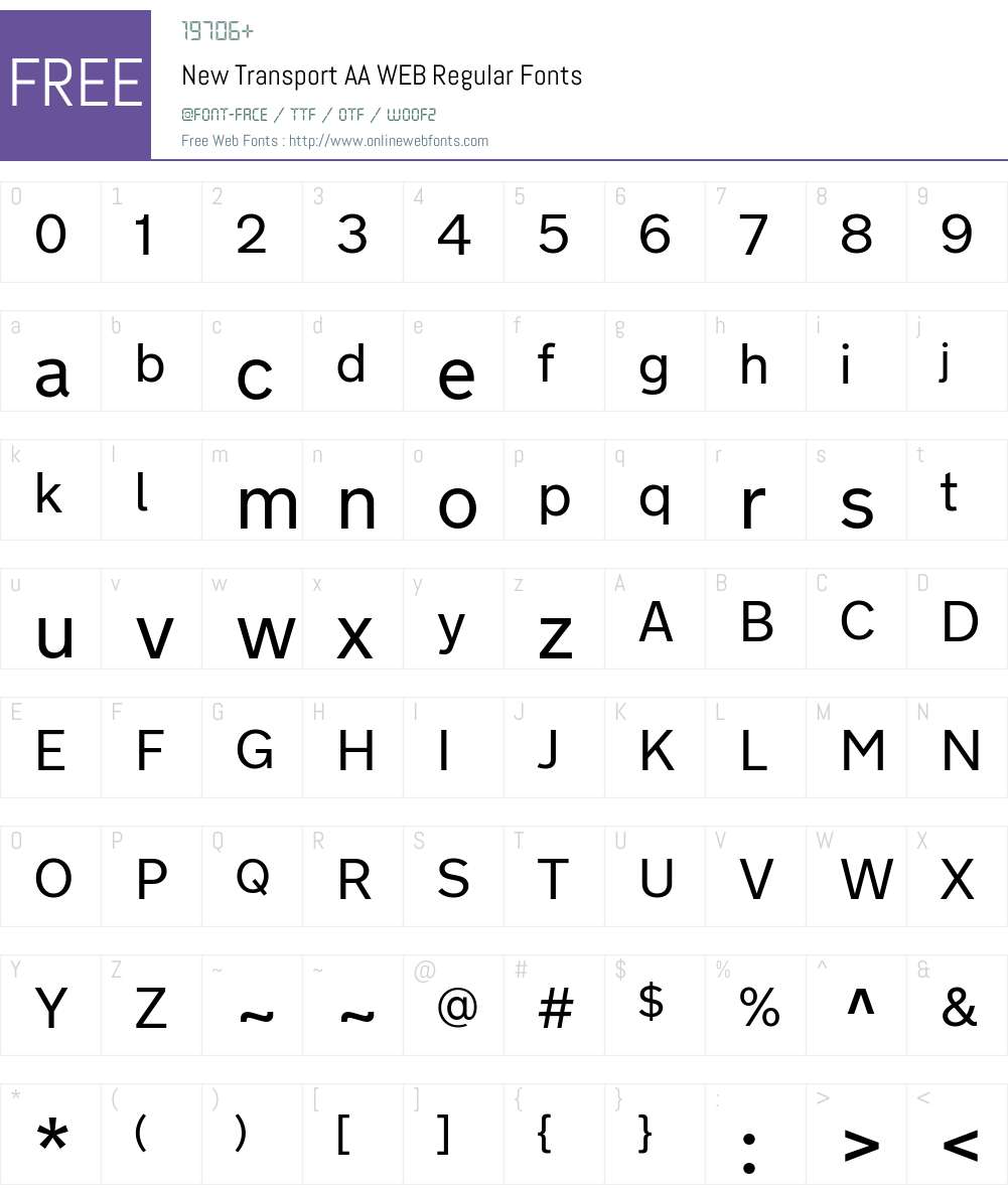 New Transport AA WEB Regular 1.003; ttfautohint (v1.4) Fonts Free ...