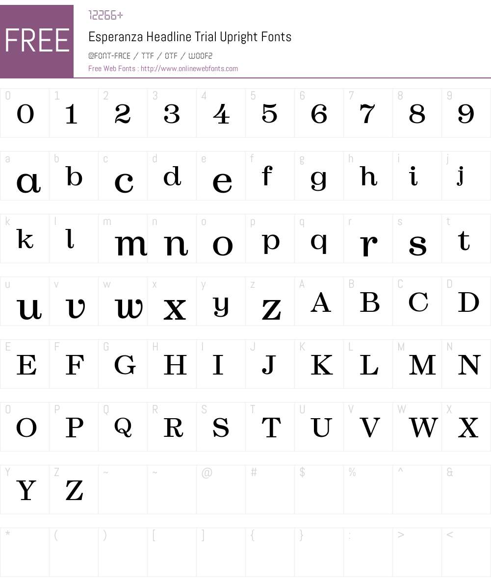 Esperanza Headline Trial Upright 23.334 Fonts Free Download ...
