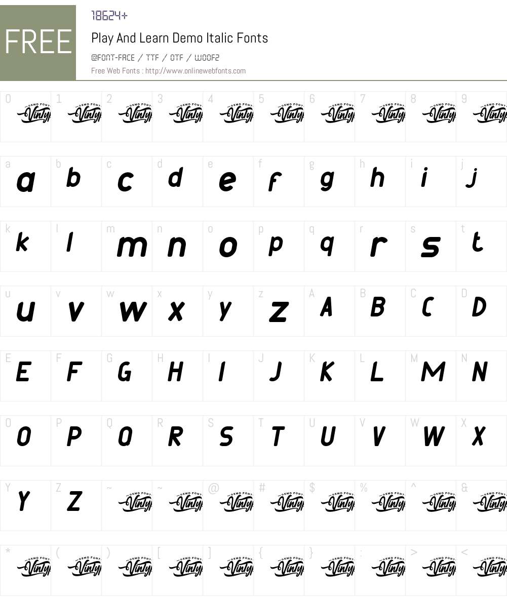 Play And Learn Demo Italic 1.002;Fontself Maker 3.5.4 Fonts Free ...