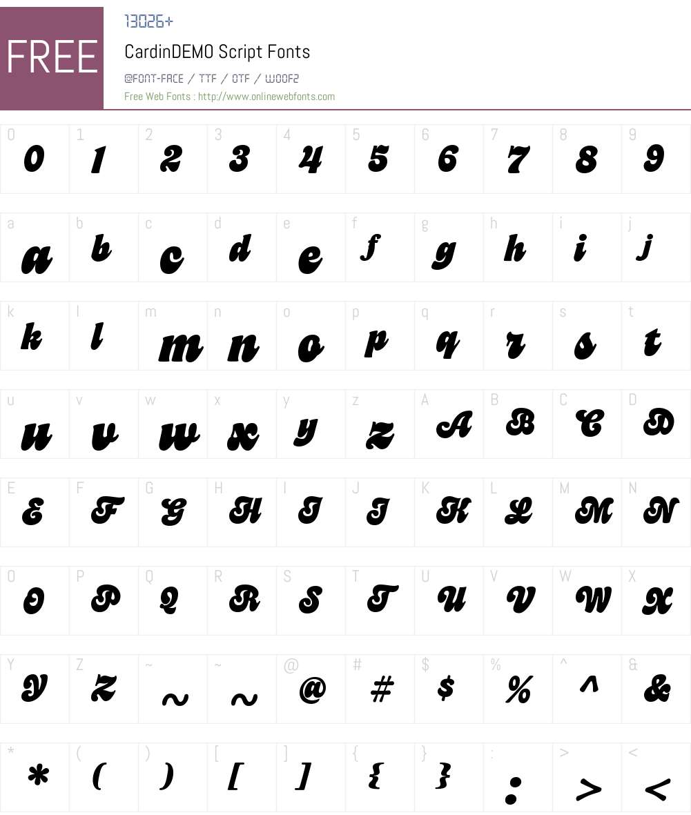 CardinDEMO Script 1.000;Glyphs 3.1.2 (3151) Fonts Free Download - OnlineWebFonts.COM