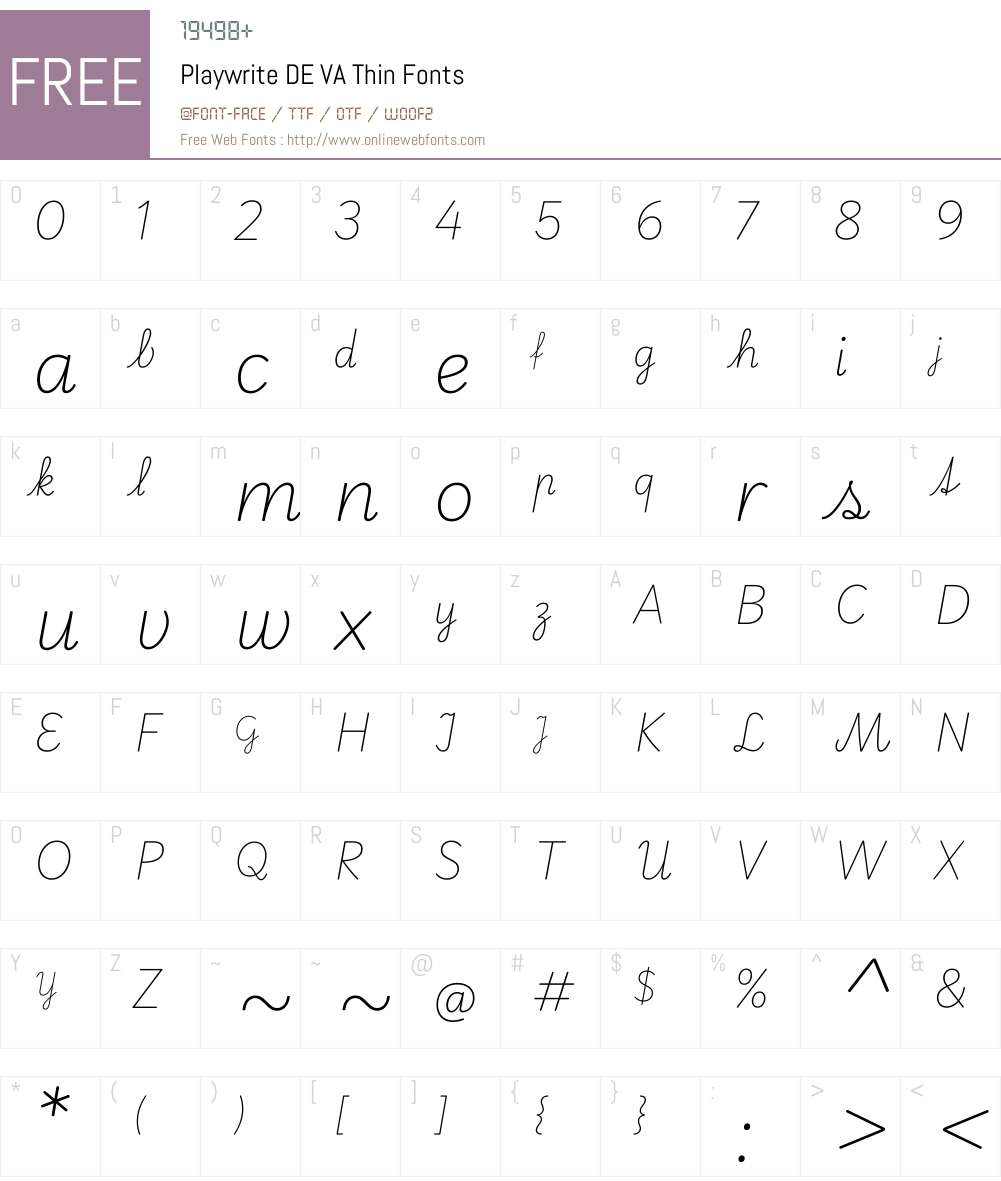 Playwrite DE VA Thin 1.002 Fonts Free Download - OnlineWebFonts.COM