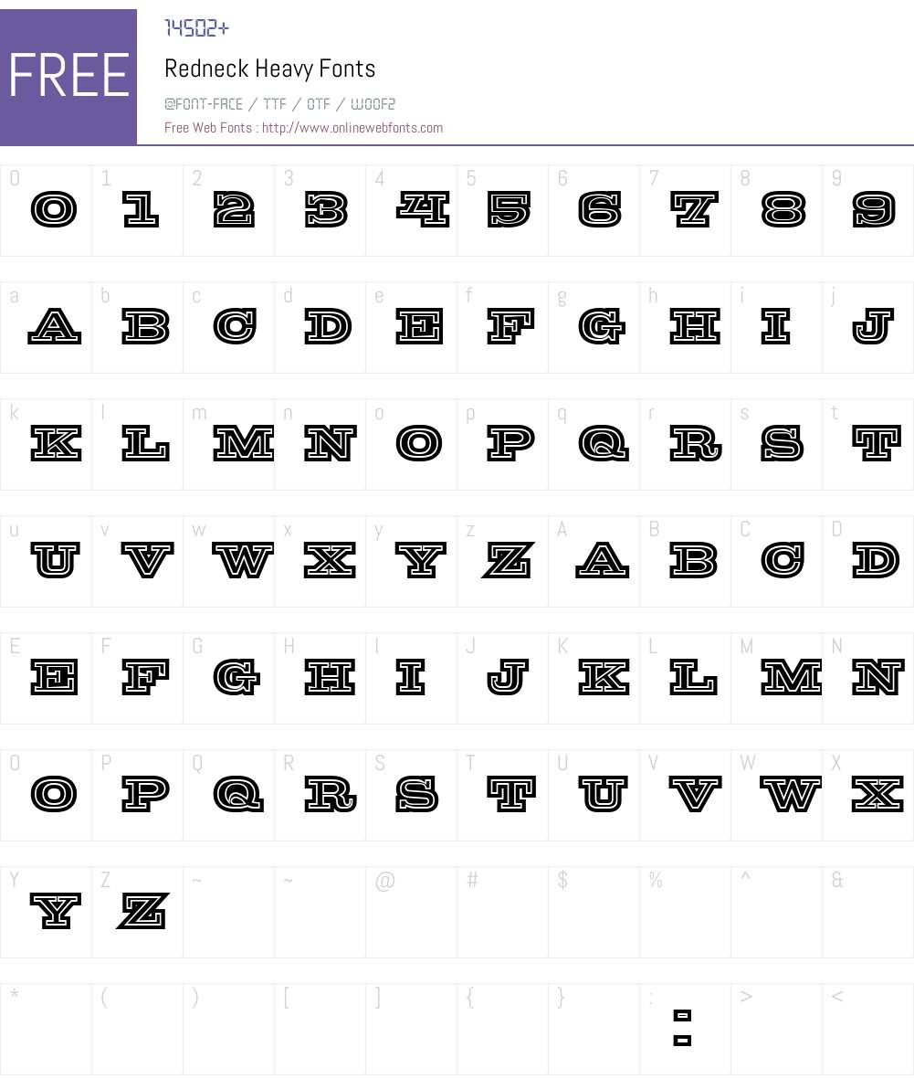 Redneck Heavy 1.000 Fonts Free Download - OnlineWebFonts.COM