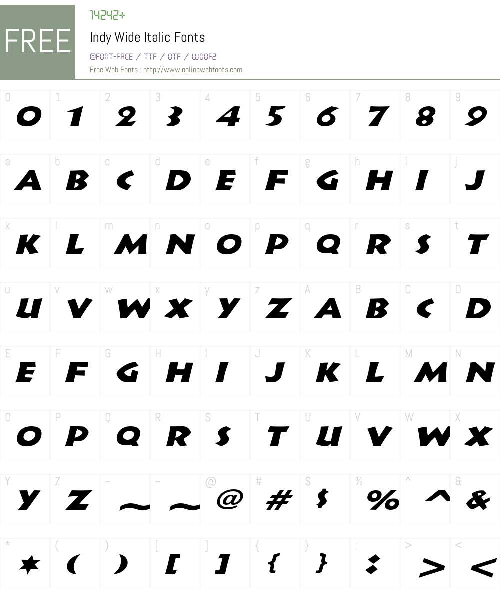 Indy Wide Italic 1.0 Wed Jul 28 17:00:46 1993 Fonts Free Download ...